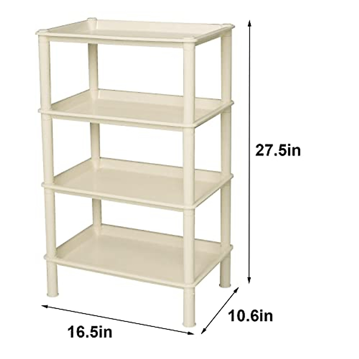 Ranmok 4-Tier Plastic Storage Rack for Kitchen,Laundry Room,Bathroom Rectangle Khaki