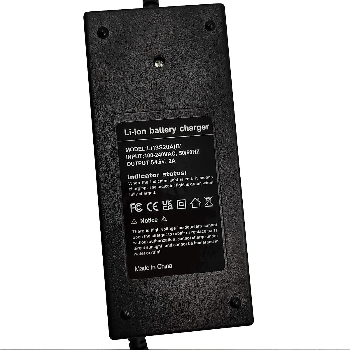 Rdideal 54.6V 2A Electric Bicycle Electric Scooter Battery Charger 54.6V Li-ion Battery 48V 13S (not Applicable to Lead-Acid Batteries)(- Ships from US Warehouse, 3-7 Days delivery)