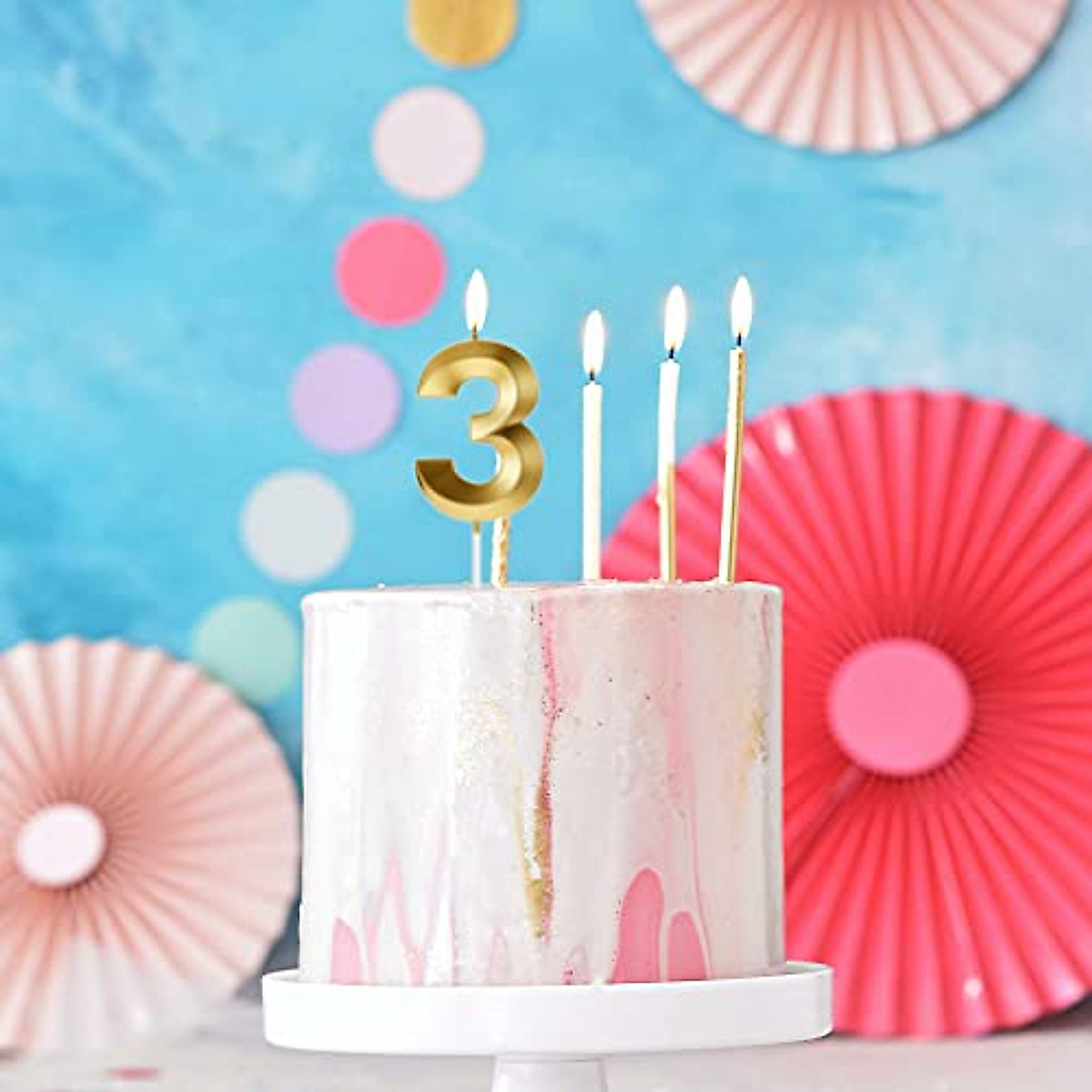 Comluge 5.5 Inch Gold Number 2 Birthday Candle 12 Pcs 5.2 Inch Gold Tall Long Birthday Candles (2, Gold)