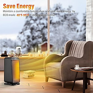 OUTFINE Space Heater for Indoor Use, Portable Heater for Office, 1500W Electric PTC Ceramic heater with Oscillating, 5 Adjustment Modes, LED Display, Remote Control, Timer and Overheating Protection