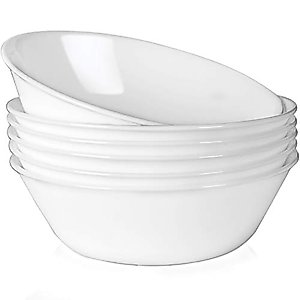 DELLING 1.3 Qt / 43 Oz Serving Bowls Set for Pasta, Salad and More - 6 Pack White Dishes
