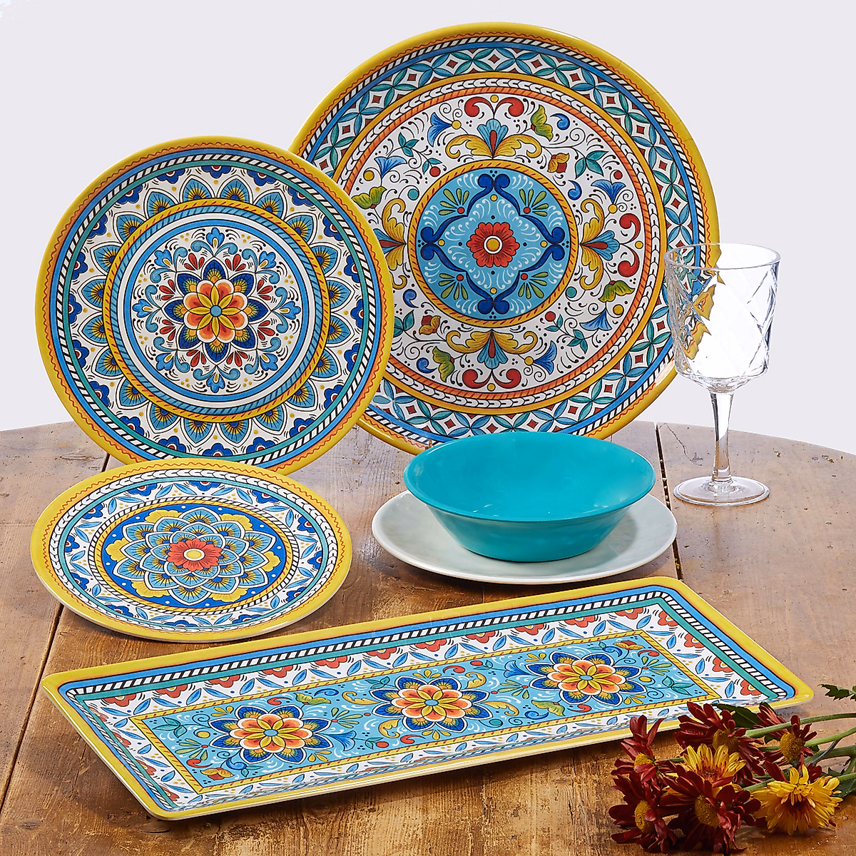 Certified International Portofino Melamine Hostess Set, Multi Colored, Large