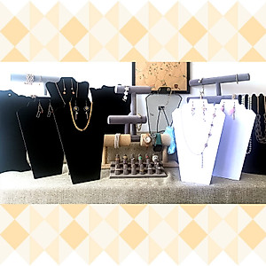 Codant 12.5 Inch Black Velvet Necklace Display Stands for Selling,Tabletop Necklace Display Stand for Jewelry, Foldable Jewelry Display Stands for Selling and Shows(set of 12)