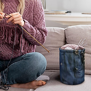 Sellikakes Cute Cat Small Yarn Bag, Canvas Crochet Bag Organizer, Knitting Bag, Yarn Holder for Crochet Beginner,Knitting & Crochet Supplies