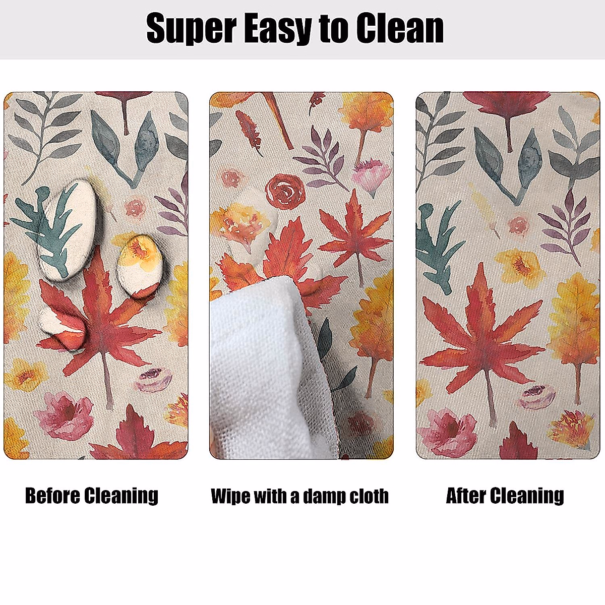 Atury Fall Tablecloth,Maple Leaves Oval Elastic Edged Table Cloth,Oil-Proof Washable Polyester Cover for Indoor Holiday Family Banquet and Outdoor Patio Use(68 inch X 48 inch,Red，Oval