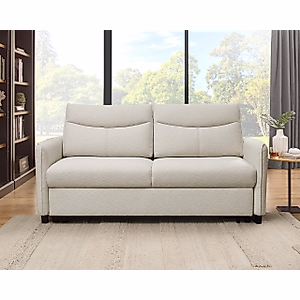 THSUPER 75-Inch Queen Size Convertible Sleeper Sofa Bed, Comfortable Pull-Out Futon Loveseat, Full Love Seat for RV Small Spaces, Hide-A-Bed Fold Out Couch - Beige