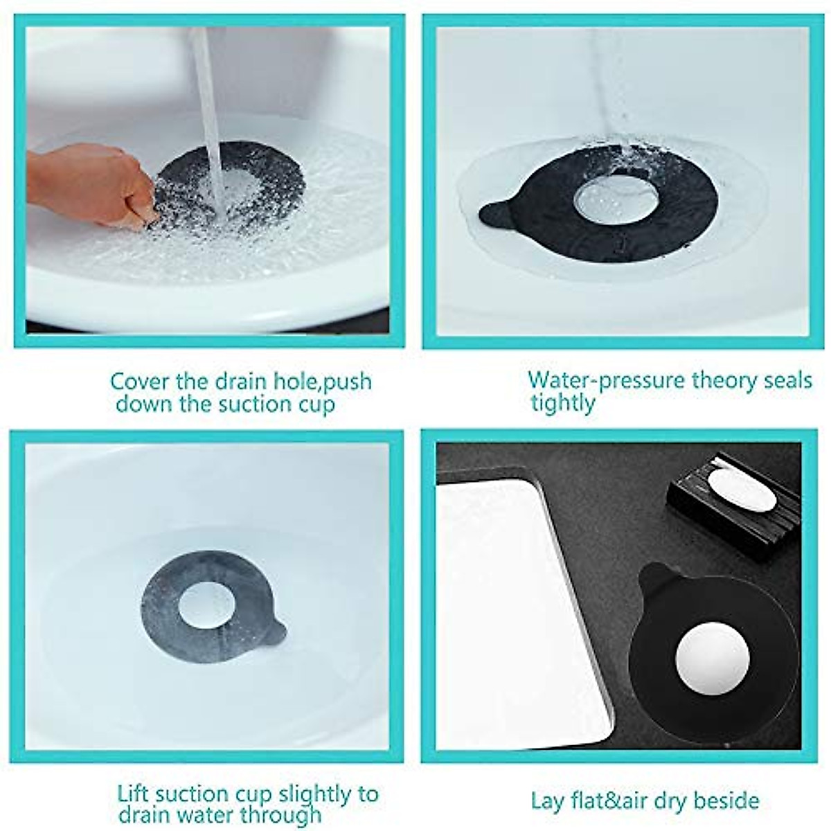 Bathtub Drain Stopper Silicone Recyclable Rubber Drain Plug Bath Tub Drain Cover Bathtub Plug Universal Use for Sinks, Bathroom, Kitchen, Laundry, Floor Drains, Black …