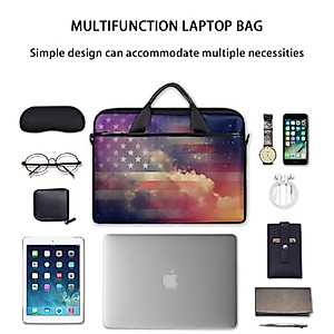 American Flag Night Sky Laptop Computer Bag Waterproof Shoulder Messenger Bag 13-15 inch Durable Laptop Tote Bag with Shoulder Strap Handle Lightweight Crossbody Briefcase