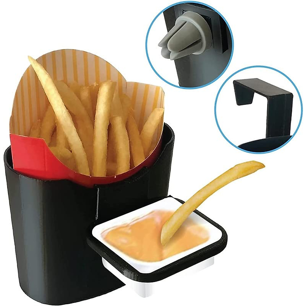 Mighty Mojo Vent N' Door Caddy and Sauce Caddy Bundle 2-Pack – French Fry Holder – Holds Fries, Sauce & More – Connects to Vent and Door – 2-Pack