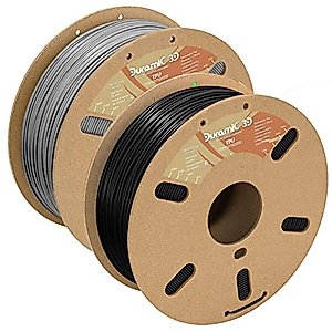 TPU Filament 1.75mm Black and Gray Bundle, DURAMIC 3D TPU Flexible Filament 95A, Soft TPU 3D Printing Filament, 1kg Spool, Dimensional Accuracy +/- 0.05mm, Black 1 Pack
