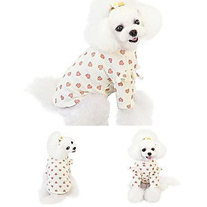 Nuatpetin 2 Pack Heart Printed Puppy Shirts for Girls and Princess, Cute Soft Knitwear Ruffle Sleeve Dog Girl Clothes, Winter Warm Elegant Puppy Pullover Vest for Small Medium Dog Cat Puppy