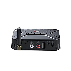 eppfun AK3046G Long Range 30m Bluetooth 5.0 Transmitter Receiver, Wireless Audio Adapter for TV Home Stereo BT Headphones Speaker, with RCA AUX 3.5mm Inputs/Outputs
