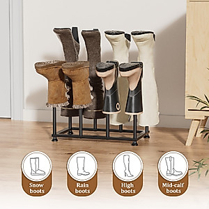 Freestanding Boot Rack Organizer Tall Boots - Vertical Shoe Storage Organizer for 4 Pairs, Prevents Creases & Sagging, Space-Saving Design for Entryways, Closets, Bedroom, Patio Outdoor, Hallway