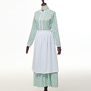 GRACEART Pioneer Woman Costume Colonial Prairie Dress for Women 100% Cotton