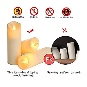 Aignis Flickering Flameless Candles with 10-Key Timer Remote, Exquisite Decor Battery Operated Candles Outdoor Heat Resistant with Realistic Moving Wick LED Flames
