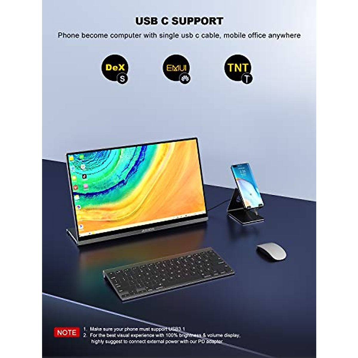 UPERFECT 4K Portable Monitor Touchscreen, S Gravity Sensor Automatic Rotate 15.6'' Slimmest 100% Adobe RGB 10-Point Touch UHD 2 USB C Monitor Bracket Integrated & Frameless Bezel Glass Laptop Display