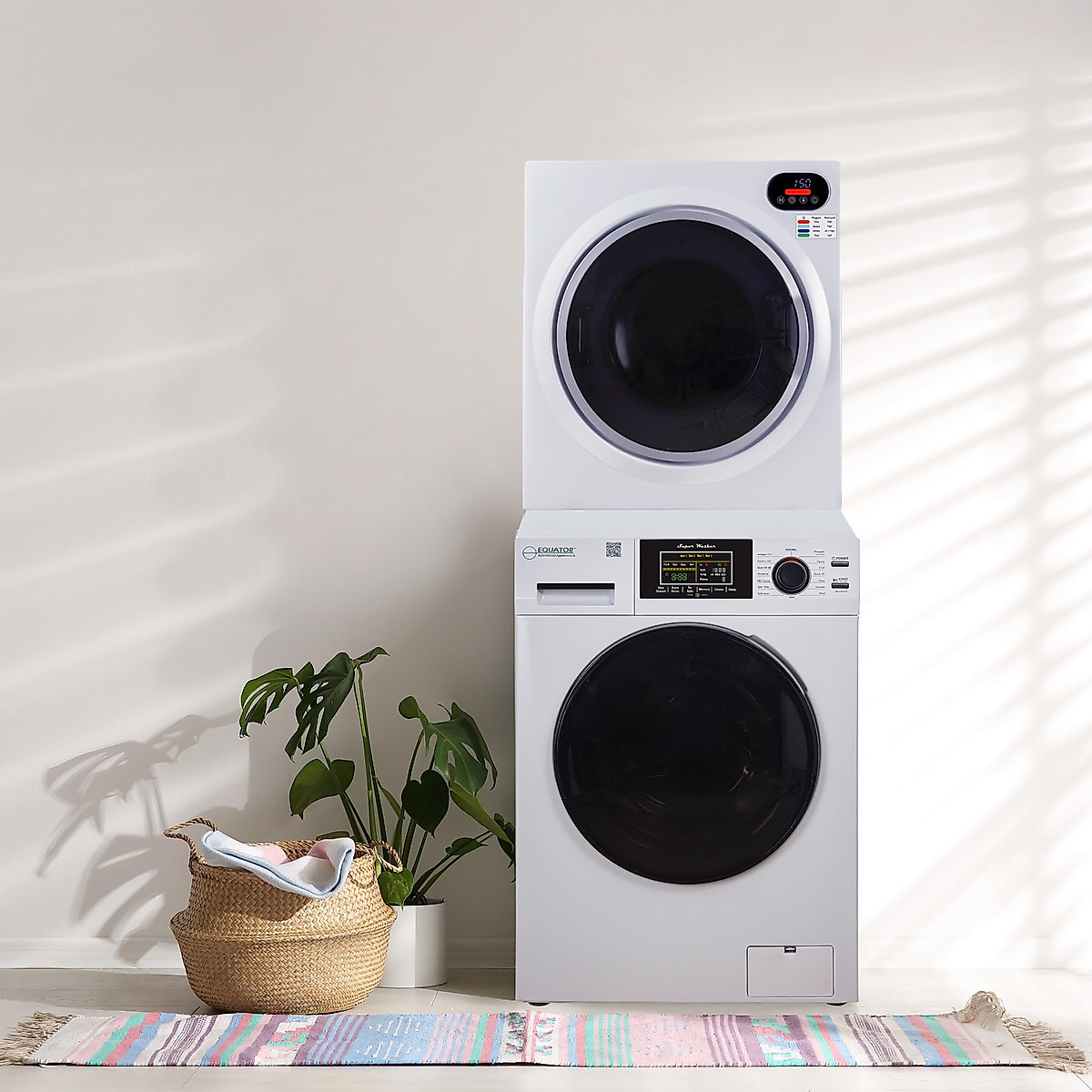 Equator ECONOMY STACKABLE 13 lbs Washer + Compact Vented Sensor Dryer 3.5cf 110V