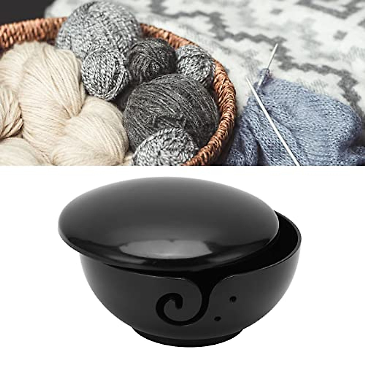 Cyrank Yarn Bowl with Lid, Plastic Knitting Bowl Large Crochet Yarn Holder Crochet Bowl Yarn Storage Bowl for DIY Knitting Crocheting Accessories