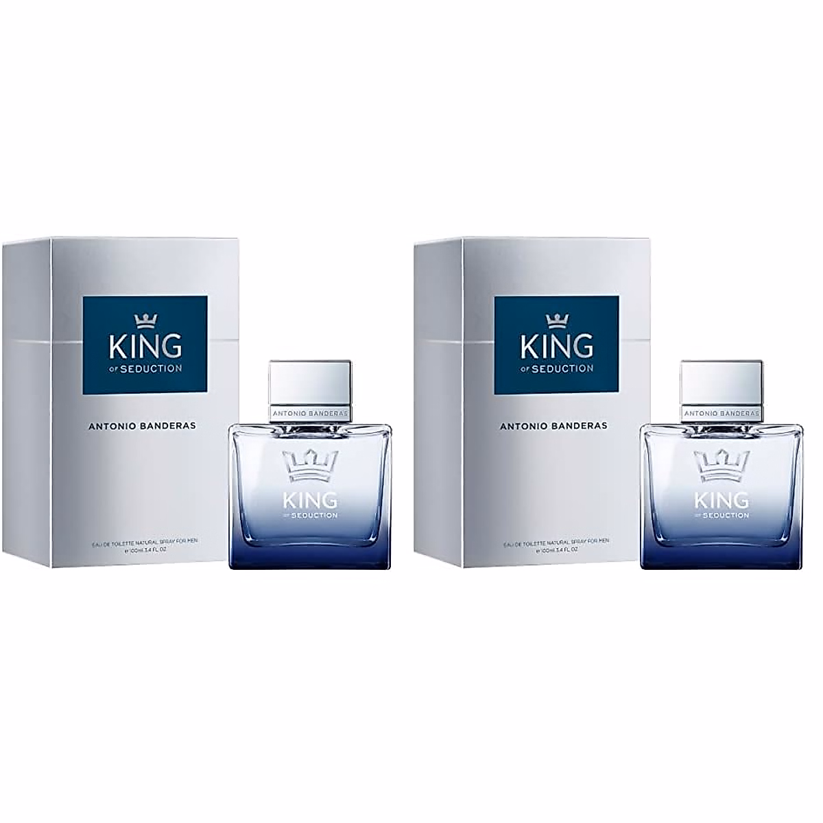 Antonio Banderas Perfumes - King of Seduction - Eau de Toilette Spray for Men, Masculine, Intense and Energetic Fragrance with Bergamot and Apple - 3.4 Fl Oz (Pack of 2)