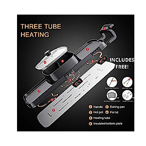 Soup N Grill V2 Hotpot Grill Combo, Indoor Korean BBQ, Shabu Shabu Electric Hot Pot with Divider, Portable with Free Strainer Scoops, Extra Long Chopsticks, Tongs, Cloths, Smokeless Grill