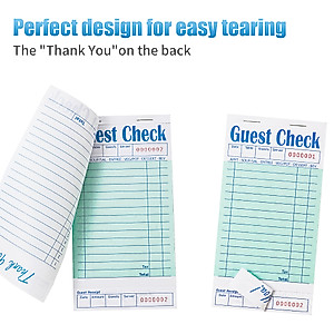 ZPARIK 6 Pack Guest Checks Books for Servers Server Note Pads, Waiter Checkbook, Waitress Notepad for Restaurants, Paper Checks 50 Sheets/Pack, 300 Total Tickets