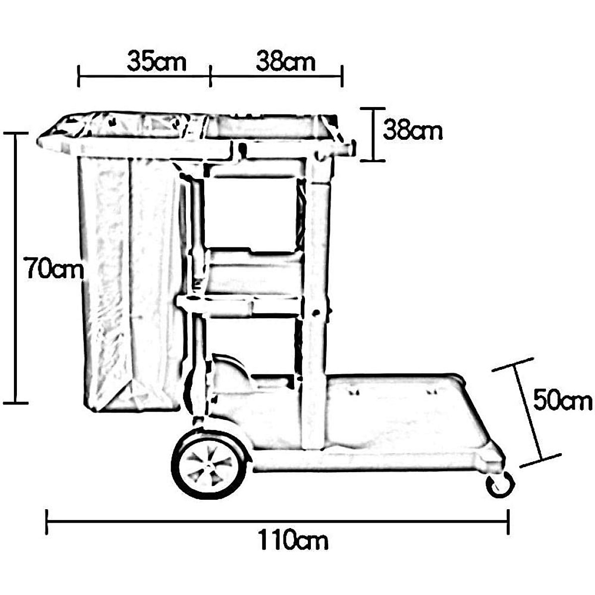generic Serving Trolley Storage Trolley for Hotel Cleaning Tool Car Hospital Service Cart Linen Truck (Blue)