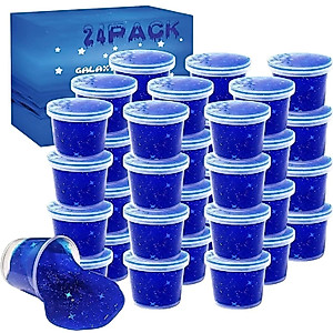 24 Pack Blue Galaxy Star Slime,Party Favor for Kids Girls & Boys,Non Sticky, Stress & Anxiety Relief, Wet, Super Soft Sludge Toy