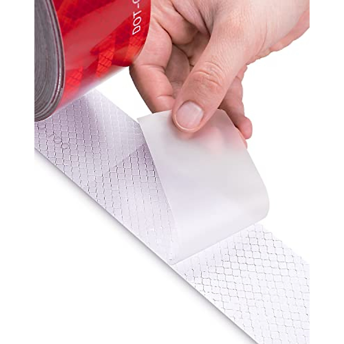 Dynta Reflective Tape Dot 2Inch x 300Feet Reflector DOT-C2 Safety Waterproof Adhesive Conspicuity Red and White Tape for Trailer, Trucks, Cars,Yachting,Outdoor 2 Rolls (2Inch x 150Feet)