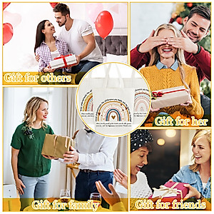 Pinkunn Thank You Gifts Canvas Tote Bag for Coworker Inspirational Appreciation Motivational Quotes for Women Employee Teacher (Rainbow Style,12 Pcs)