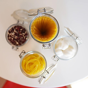 Bormioli Rocco Fido Cylinder Glass Jar with Airtight Gasket Clamp Lid for Canning and Preserving, or Storing Pasta and Dry Foods, 25.25 oz., Set of 6