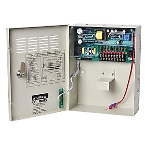EVERSECU 9 Channel 12V 5Amp DC Metal Boxed Cabinet Regulated UPS Power Supply Unit with Backup Battery Link for Burglar Alarms CCTV Cameras PTZ Access Control (Battery Not Included)