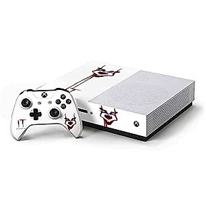 Skinit Decal Gaming Skin Compatible with Xbox One S Console and Controller Bundle - Officially Licensed Warner Bros Pennywise Bloody Design