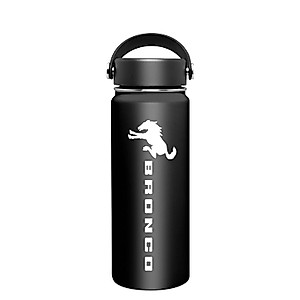 iPick Image for Ford New Bronco Laser Etched 18 oz Dual-Wall Insulated Black Stainless Steel Water Bottle Travel Tumbler Mug