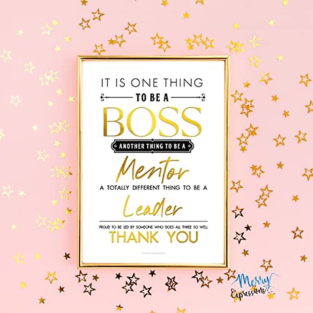 Gift For Boss Mentor Leader - 9" x 12" Metal Frame - For Both Men & Women - Christmas or Boss Day Present - Desk and Wall Art Boss Office Décor (Gold)
