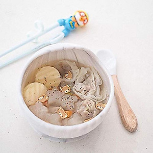 Jakuva Silicone Baby Bowls with Spoon, 2PCS Baby Feeding Set Suction Bowls for Kids Toddlers -BPA Free-Baby Dishes Utensils (Gray & White Marble)