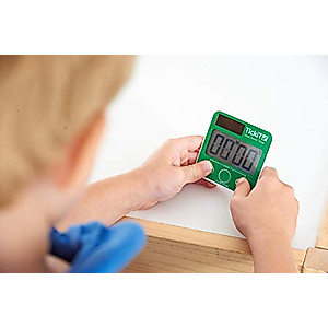 TickiT Dual Power Timers - Set of 5 - Red, Yellow, Green, Blue, White - Solar and Battery Powered Digital Timers - Includes Stand and Wall Mount Slot