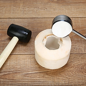 11 Pieces Coconut Opener Tool Set, Include 1 Coconut Opener Tool with Black Rubber Handle, 1 Stainless Steel Coconut Meat Removal Knife, 1 Straight St, 2 Bent Sts, 1 Cleaning Brush and 1 Bag