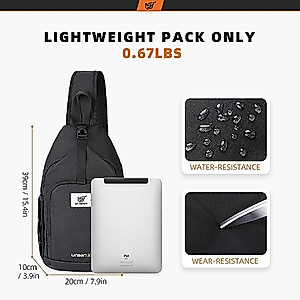 SKYSPER Sling Bag RFID Crossbody Sling Backpack Cross Body Shoulder Bag Travel Hiking Daypack for Women Men(Black)