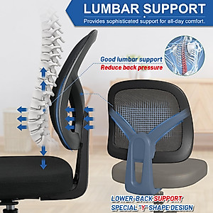 Armless Swivel Mesh Computer Office Desk Chair No Arms Height Adjustable with Lumber Support for Child and Adult