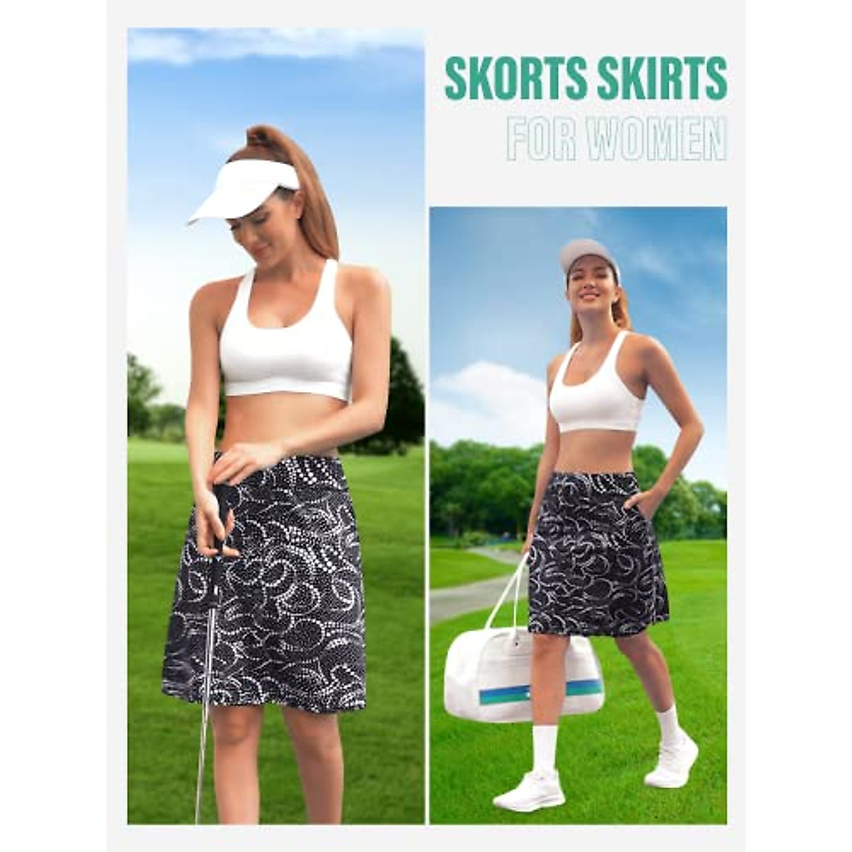 Kimmery Skorts Skirts for Women with Pockets Womens Golf Skirts for Women High Waisted Summer Flowy Skirts for Women Floral L