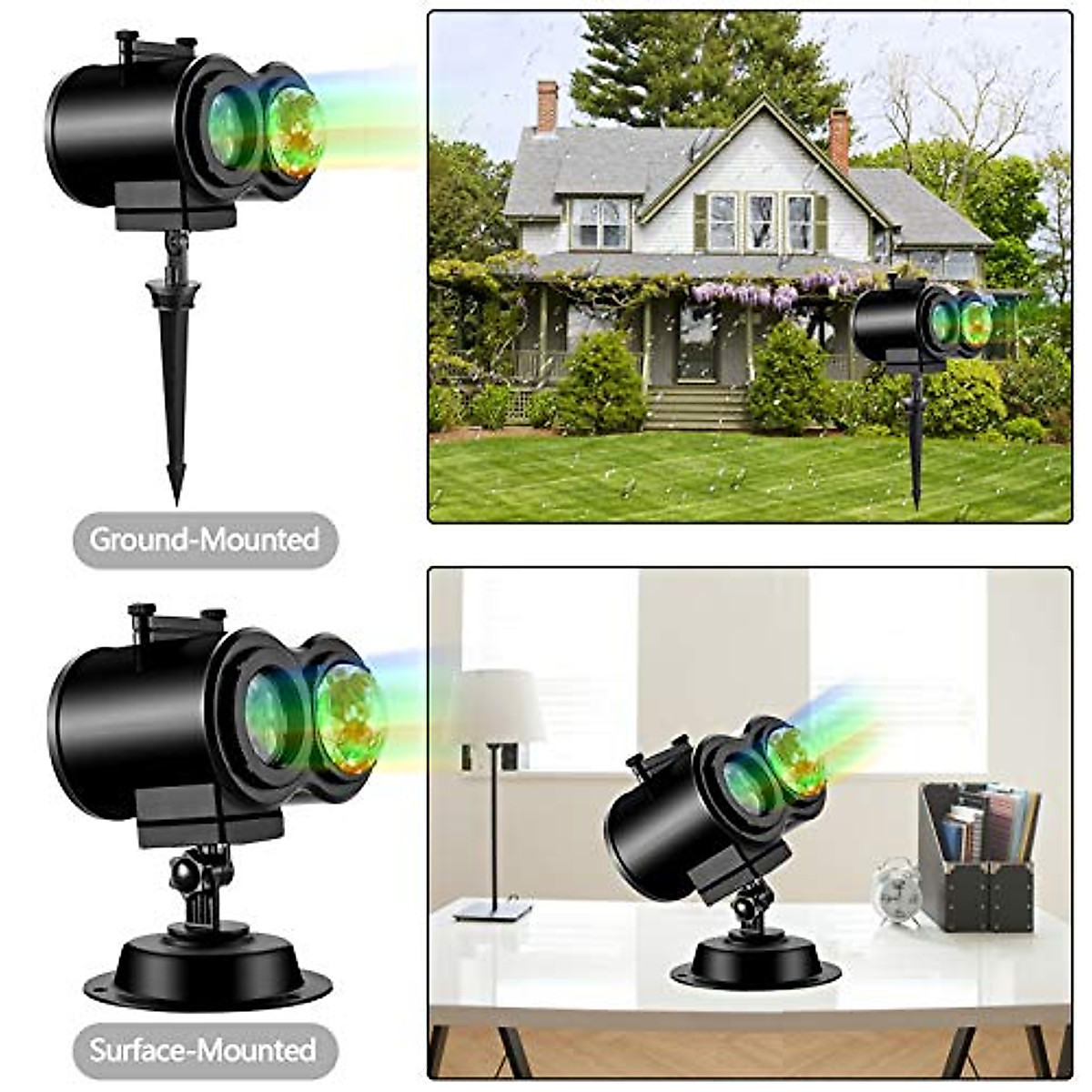 eletecpro Halloween Projector Light with 16 Slides Patterns & 10 Colors Ocean Wave, Party Decorative Lights with Remote Control, Waterproof Outdoor & Indoor Holiday Light (Black)