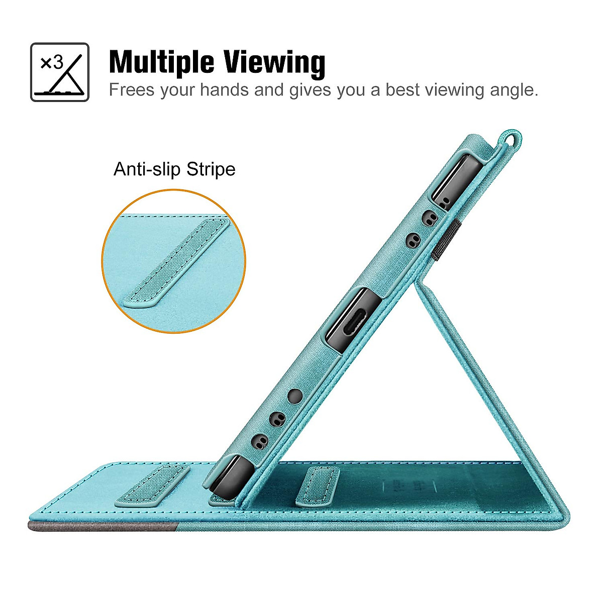Fintie Case for Samsung Galaxy Tab A 8.4 2020 Model SM-T307, [Corner Protection] Multi-Angle Viewing Smart Stand Back Cover with Pocket, Turquoise/Brown