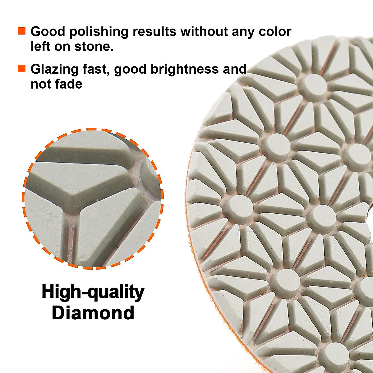 YDROWN 3 Step Diamond Polishing Pads 4 Inch Stone Abrasive Grinding Wheel Wet Use 3Pcs Step3 for Granite Marble Quartz Concrete (Step3-3PCS)