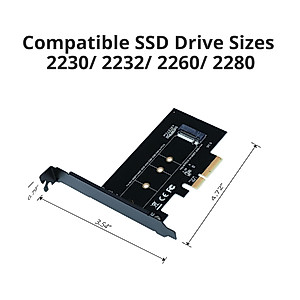 SIIG M.2 NGFF SSD (M Key) to PCIe 3.0 x4 Card Adapter For 2230, 2242,2260, 2280 M.2 PCIe Host Controller Expansion Card SSDs NVMe or AHCI (SC-M20014-S1)