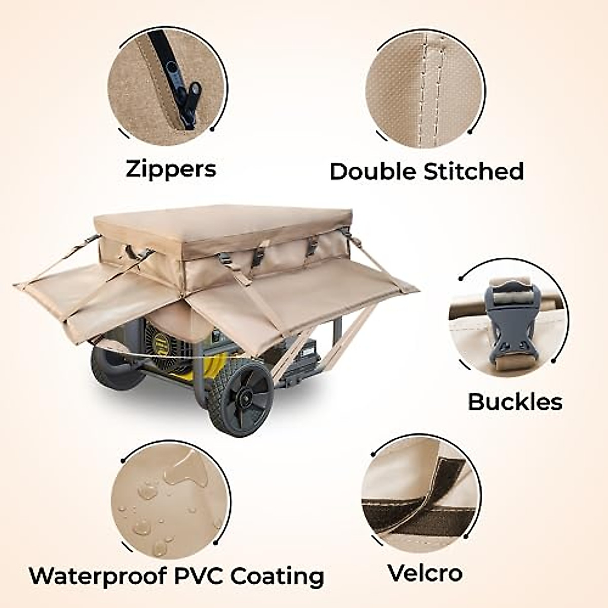 IMPROVED! Generator Cover while Running Heavy Duty 100% Waterproof Portable Generator Enclosure Tent to Run in All Weather- 3 Layers Protection Shed with Inbuilt Frame for 3500w-12000w Generators