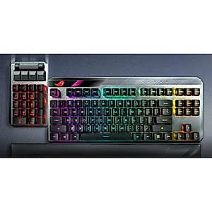 ASUS ROG Claymore II Wireless Modular Gaming Mechanical Keyboard (ROG RX Blue Switches, detachable numpad & wrist rest for TKL 80%/100%, Aura Sync, media controls, fast charge, USB 2.0 Passthrough)