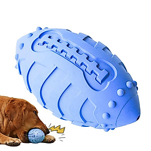 MCGOS Dog Teething Toys, Rubber Squeaky Football Fetch Dog Toy, Puppy Chewing Toys with Sound, Supports Active Biting Pet Biting Toys, Dog Teeth Cleaning Chew Toys for Dogs Puppies Aggressive Chewers