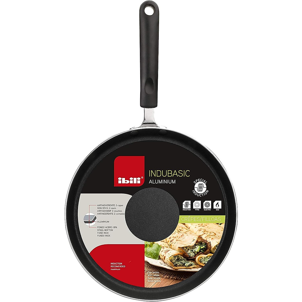 IBILI Crepe Pan Nonstick for Crepes, Tortillas, Crispy Pancake - with Bakelite Handle, Dosa Pan Non-Stick - Made in Spain (20 cm / 7.8 Inch)