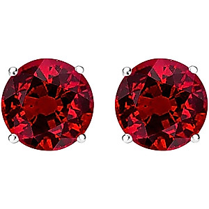 Houston Diamond District 1 Carat Total Weight Natural Ruby Solitaire Stud Earrings Pair 14K White Gold Popular Premium Collection 4 Prong Push Back