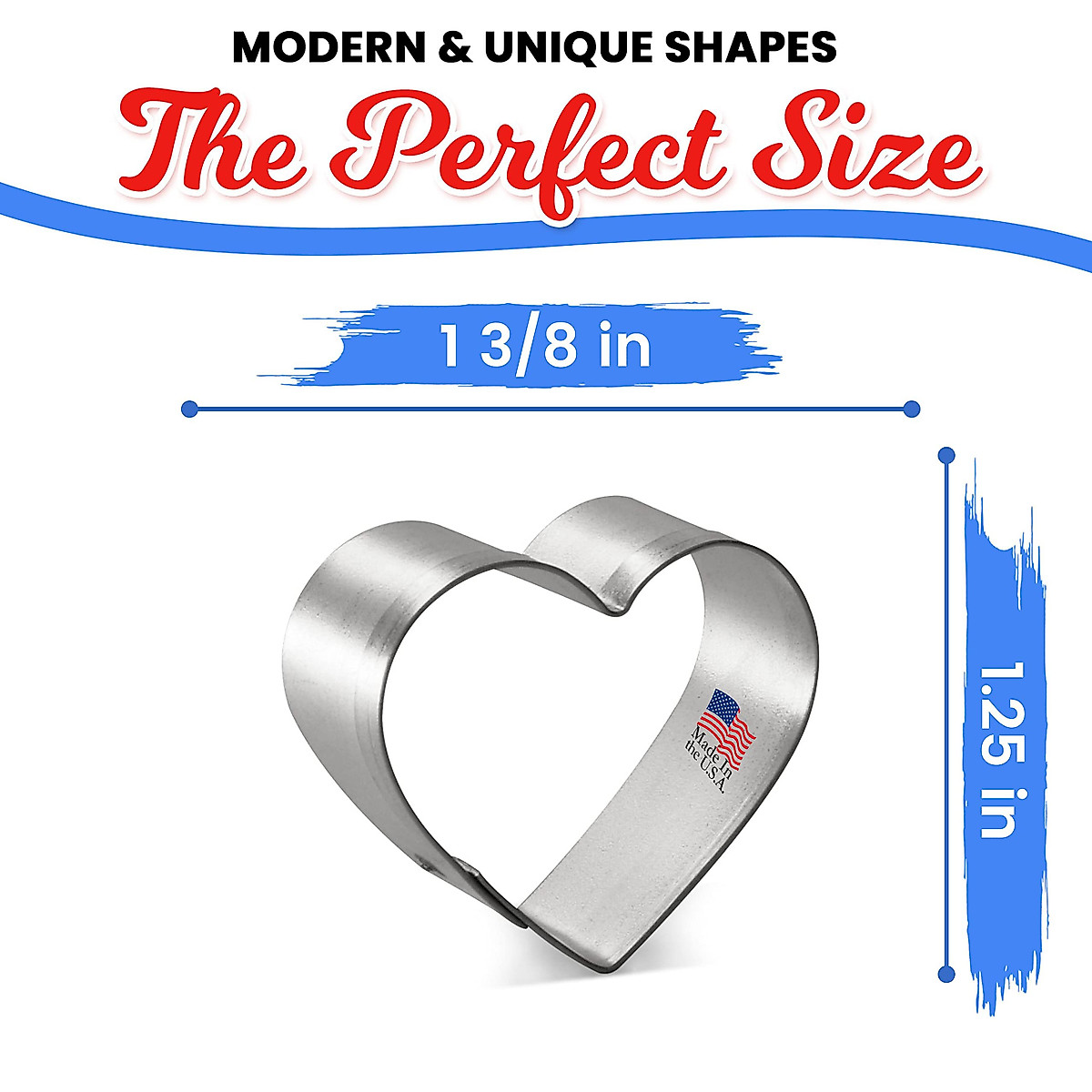 Foose Cookie Cutters Valentine Mini Heart Cookie Cutter 1.5 in, Tin Plate Steel, Handmade in USA